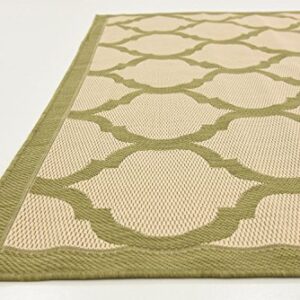 Unique Loom Outdoor Trellis Collection Area Rug - Moroccan (7' 1" x 10' Rectangle, Beige and Olive/ Beige)