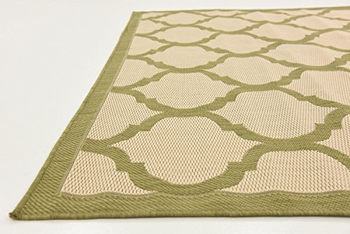 Unique Loom Outdoor Trellis Collection Area Rug - Moroccan (7' 1" x 10' Rectangle, Beige and Olive/ Beige)