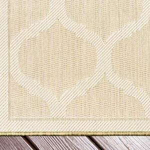 Unique Loom Outdoor Trellis Collection Area Rug - Moroccan (7' 1" x 10' Rectangle, Beige and Olive/ Beige)