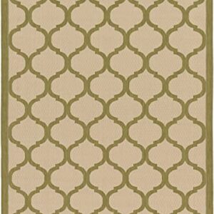 Unique Loom Outdoor Trellis Collection Area Rug - Moroccan (7' 1" x 10' Rectangle, Beige and Olive/ Beige)