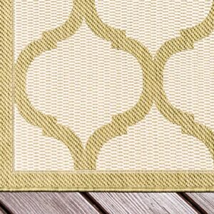 Unique Loom Outdoor Trellis Collection Area Rug - Moroccan (7' 1" x 10' Rectangle, Beige and Olive/ Beige)