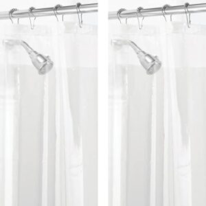 mdesign peva shower curtain liner - 72" x 72" deluxe water/odor resistant heavy plastic 3-gauge, long inner shower curtain liner with weighted bottom hem for bathroom, shower, tub - 2 pack - clear