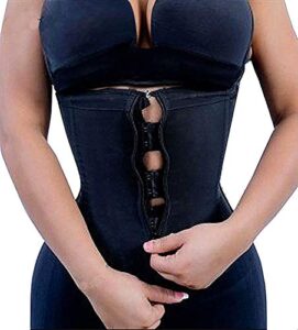 yianna women zip&hook latex waist training corsets/cincher sport girdle underbust hourglass body shaper, ya2219-black-xl