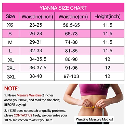 YIANNA Women Zip&Hook Latex Waist Training Corsets/Cincher Sport Girdle Underbust Hourglass Body Shaper, YA2219-Black-XL