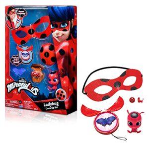 miraculous girls female ladybug dress up set with yoyo, color change akuma, tikki kwami, mask and earrings by playmates toys