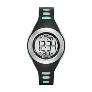 skechers women's tennyson digital chronograph watch, color: silver/black, mint green (model: sr2020)