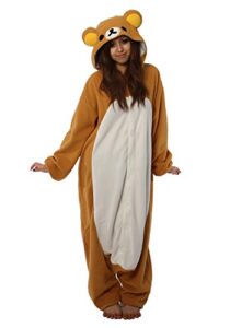 sazac san-x licensed rilakkuma kigurumi - onesie jumpsuit halloween costume (adults)