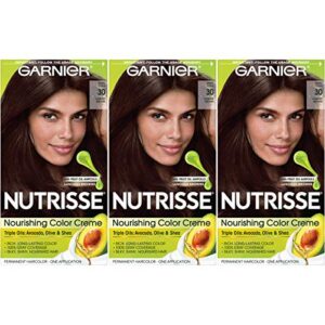 garnier nutrisse nourishing hair color creme, 30 darkest brown (sweet cola), 3 count (packaging may vary)