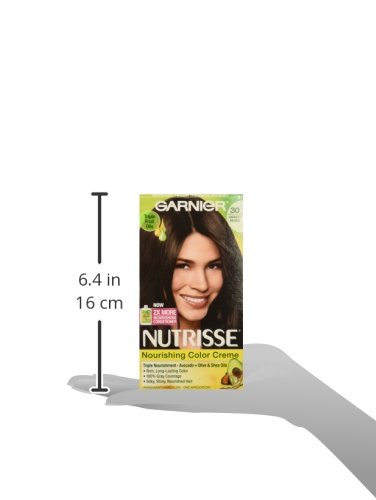 Garnier Nutrisse Nourishing Hair Color Creme, 30 Darkest Brown (Sweet Cola), 3 Count (Packaging May Vary)