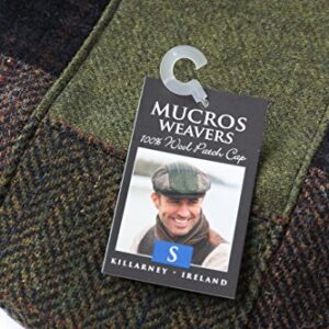 Mucros Men's Flat Cap Patchwork 100% Wool Made in Ireland Small