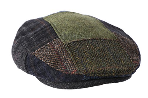 Mucros Men's Flat Cap Patchwork 100% Wool Made in Ireland Small