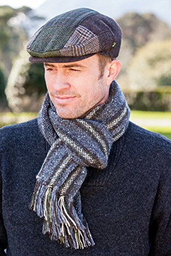 Mucros Men's Flat Cap Patchwork 100% Wool Made in Ireland Small