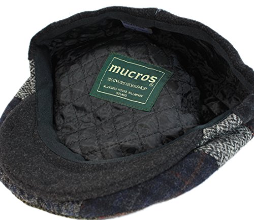 Mucros Men's Flat Cap Patchwork 100% Wool Made in Ireland Small