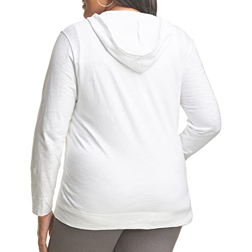 Just My Size Women's Full Zip Jersey Hoodie, White, 5X