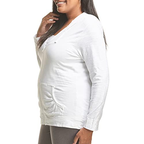 Just My Size Women's Full Zip Jersey Hoodie, White, 5X