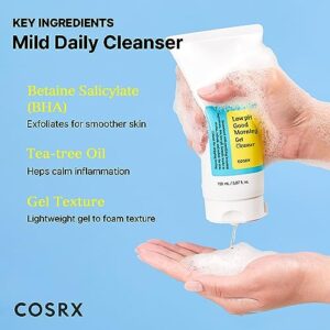 COSRX Low pH Good Morning Gel Cleanser, 5.07 fl.oz / 150ml, Daily Mild Face Cleanser for Sensitive Skin with BHA and Tea-Tree Oil, PH Balancing, Anti Breakouts, No Parabens, No Sulfates, Korean Skincare