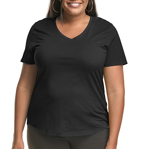 Just My Size Women's Plus-SizeShort Sleeve V-neck T-shirt