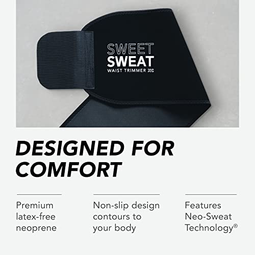 Sports Research Sweet Sweat Waist Trimmer Get More from Your Workout - Sweat Band Increases Stomach Temp to Cut Water Weight - Gym Waist Trainer Belt for Women & Men - Faja para Hacer Ejercicios