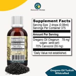 Amazing Herbs Pure Oregano Essential Oil - 100% Pure Oregano Oil, Steam Distilled, Alcohol Free, Gluten Free - 1 Fl Oz