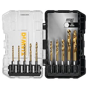 dewalt titanium nitride coated drill bit set, 10-piece impact ready (dd5160)