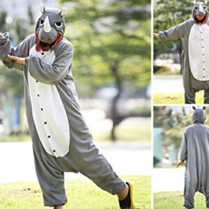 WOTOGOLD Animal Cosplay Costume Rhinoceros Unisex Adult Pajamas Gray