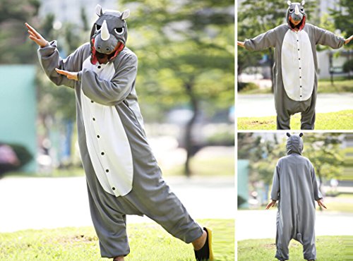 WOTOGOLD Animal Cosplay Costume Rhinoceros Unisex Adult Pajamas Gray