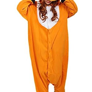 WOTOGOLD Animal Cosplay Costume Fox Unisex Adult Pajamas Dark ,Large,Dark Yellow Fox