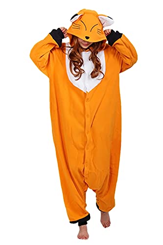 WOTOGOLD Animal Cosplay Costume Fox Unisex Adult Pajamas Dark ,Large,Dark Yellow Fox