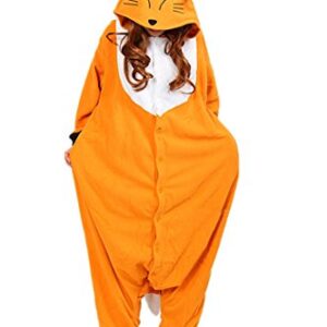 WOTOGOLD Animal Cosplay Costume Fox Unisex Adult Pajamas Dark ,Large,Dark Yellow Fox