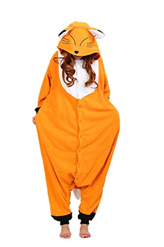 WOTOGOLD Animal Cosplay Costume Fox Unisex Adult Pajamas Dark ,Large,Dark Yellow Fox