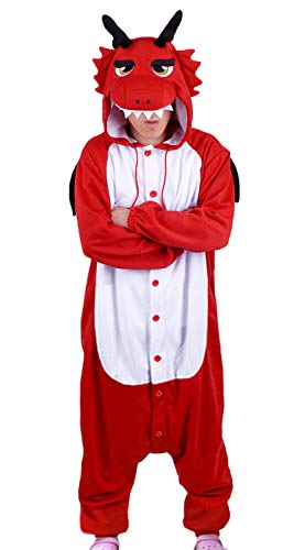 WOTOGOLD Animal Cosplay Costume Dragon Unisex-Adult Pajamas Red Medium