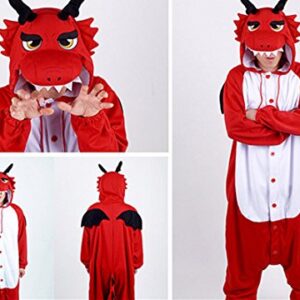 WOTOGOLD Animal Cosplay Costume Dragon Unisex-Adult Pajamas Red Medium