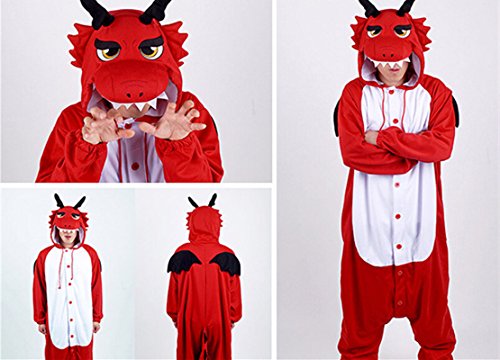 WOTOGOLD Animal Cosplay Costume Dragon Unisex-Adult Pajamas Red Medium