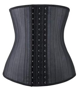 yianna waist trainer for women tummy control underbust 25 steel boned sports fitness workout hourglass body shaper, (black,l)