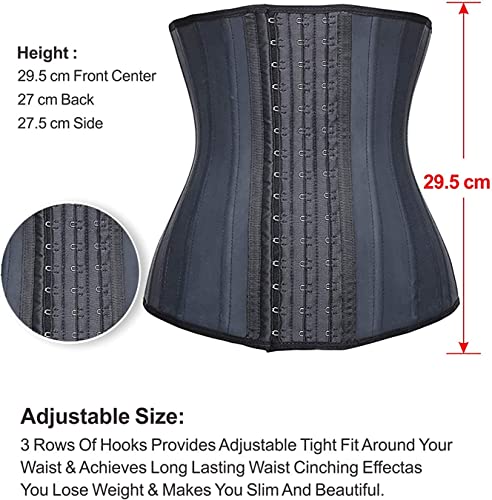 YIANNA Waist Trainer for Women Tummy Control Underbust 25 Steel Boned Sports Fitness Workout Hourglass Body Shaper, (Black,L)