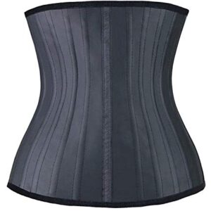 YIANNA Waist Trainer for Women Tummy Control Underbust 25 Steel Boned Sports Fitness Workout Hourglass Body Shaper, (Black,L)