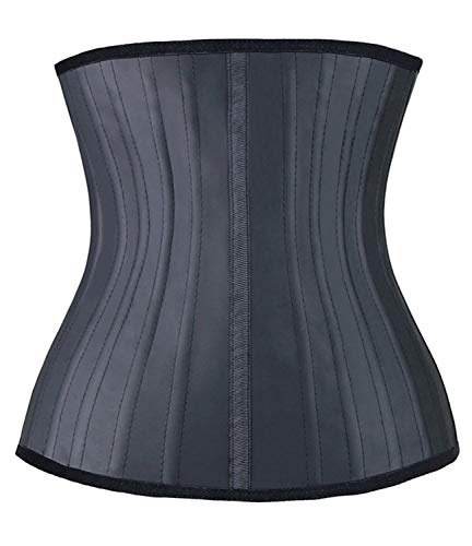 YIANNA Waist Trainer for Women Tummy Control Underbust 25 Steel Boned Sports Fitness Workout Hourglass Body Shaper, (Black,L)