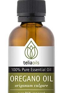 Teliaoils 100% Organic Oil of Oregano - Super Strength Over 86% Carvacrol - Premium Grade Wild Oregano Oil from The Mountains of Greece - Undiluted, Certified, Pure Oregano Essential Oil - 1 oz