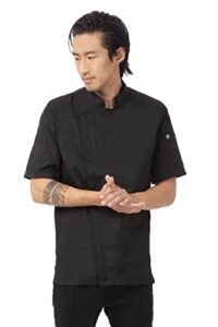 chef works men's springfield chef coat, black, x-large