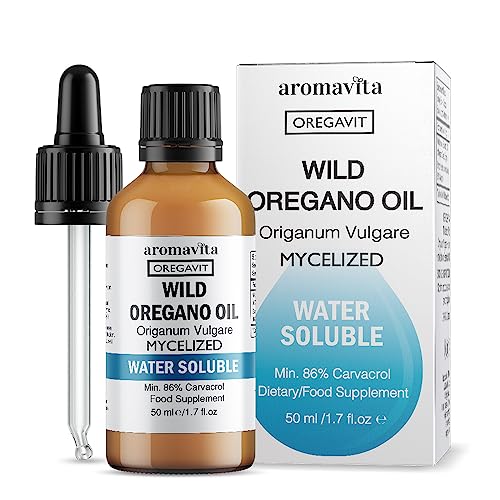 AROMAVITA Oregavit Water Soluble Wild Oregano Oil–Digestive, Immune Support, Respiratory Health, Natural Vegan Dietary Supplement–Mouthwash, for Healthy Gums-Soothe Sore Throats and Boost Immunity