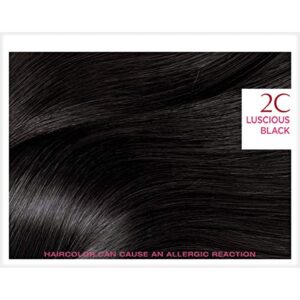 L'Oreal Paris Excellence Creme Permanent Hair Color, 2C Luscious Black, 100 percent Gray Coverage Hair Dye, Pack of 1