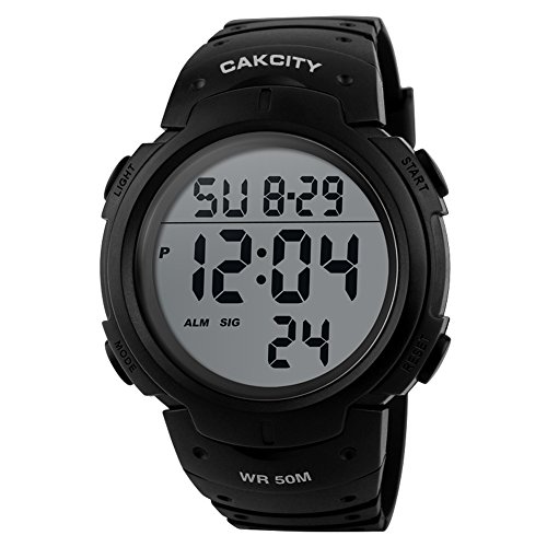 CakCity Mens Digital Sports Watch LED Screen Large Face Military Watches for Men Waterproof Stopwatch Alarm Simple Army Watch