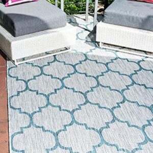 Unique Loom Outdoor Trellis Collection Area Rug (7' 1" x 10' Rectangle, Gray/ Ivory)