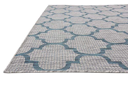 Unique Loom Outdoor Trellis Collection Area Rug (7' 1" x 10' Rectangle, Gray/ Ivory)