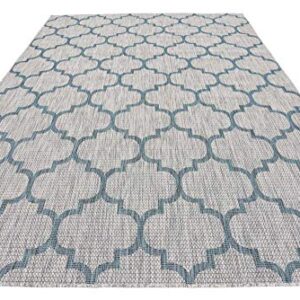 Unique Loom Outdoor Trellis Collection Area Rug (7' 1" x 10' Rectangle, Gray/ Ivory)