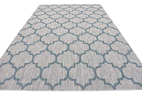 Unique Loom Outdoor Trellis Collection Area Rug (7' 1" x 10' Rectangle, Gray/ Ivory)