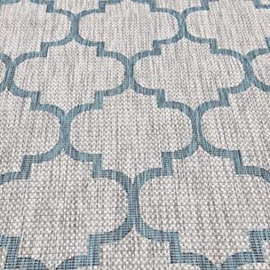 Unique Loom Outdoor Trellis Collection Area Rug (7' 1" x 10' Rectangle, Gray/ Ivory)