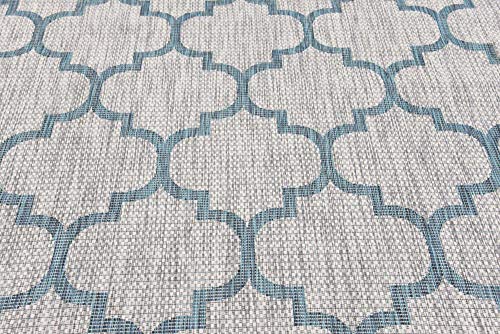 Unique Loom Outdoor Trellis Collection Area Rug (7' 1" x 10' Rectangle, Gray/ Ivory)