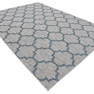 Unique Loom Outdoor Trellis Collection Area Rug (7' 1" x 10' Rectangle, Gray/ Ivory)