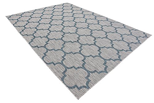 Unique Loom Outdoor Trellis Collection Area Rug (7' 1" x 10' Rectangle, Gray/ Ivory)